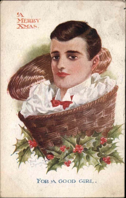 CARTOLINA FRED SPURGIN Fantasy Natale Bello Uomo in Regalo c1910 EUR 9 ...