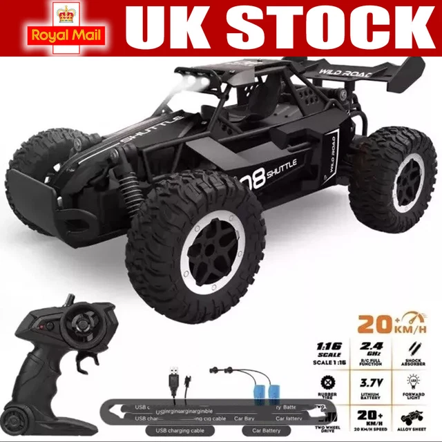 HIGH SPEED 1:16 RC Car 20km/h 2WD Off Road Monster Truck, 2 Batteries ...