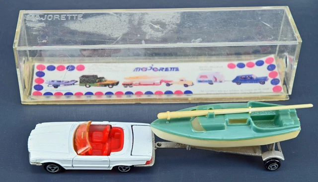 MAJORETTE N°213 MERCEDES 350 Sl + N° 21385 Voilier Remorque Bateau M ...
