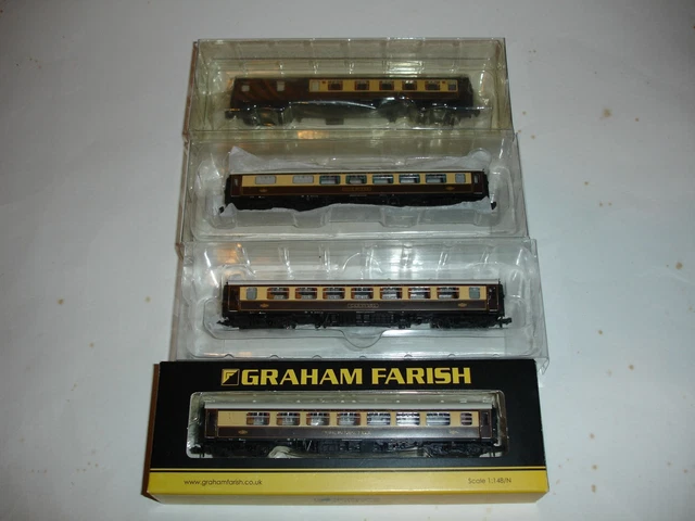 N GAUGE GRAHAM Farish Mark1 Pullman Coaches in Umber & Cream Livery x 4 ...