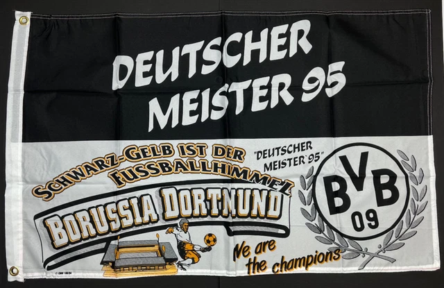 BORUSSIA DORTMUND BVB - Fahne Flagge Flag Fussball Deutscher Meister 95 ...
