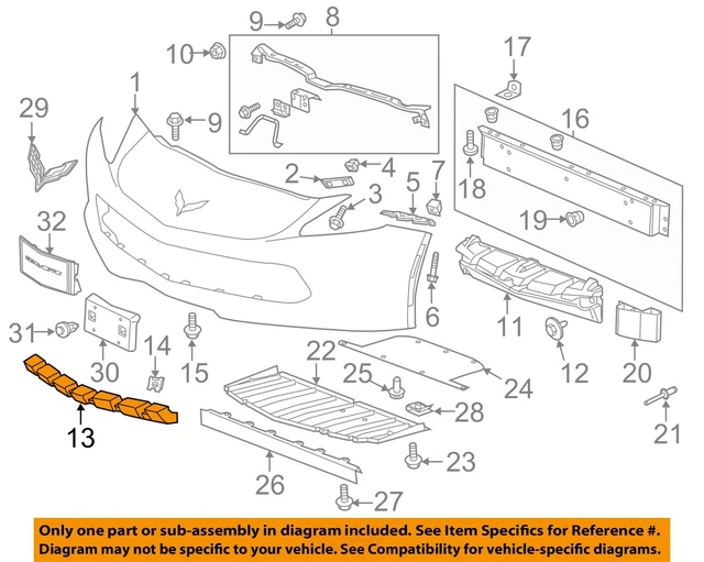 CHEVROLET GM OEM Corvette Avant Pare-Choc Grille Grill-Lower Absorbeur ...