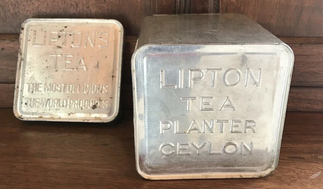 ANTIQUE VINTAGE COLLECTIBLE Old Lipton's Tea Planter Ceylon Tin Can Box ...