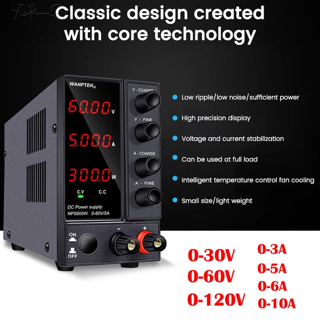 30V/60V/120V 3-10A DC Power Supply Voltage Adjustable Regulated Bench ...