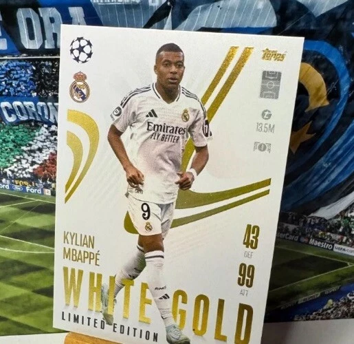 TOPPS MATCH ATTAX EXTRA 2024/25 2025 Kylian Mbappe White Gold Limited ...