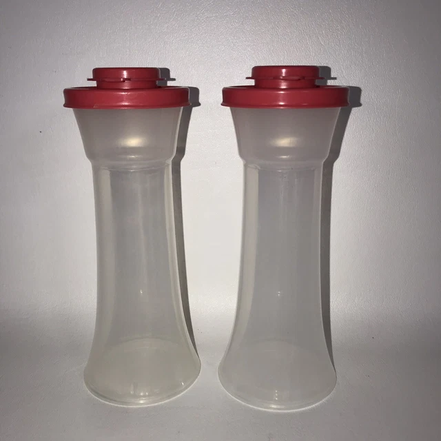 TUPPERWARE CLASSIC 6” Hourglass Salt & Pepper Shaker Set Guava Pink ...