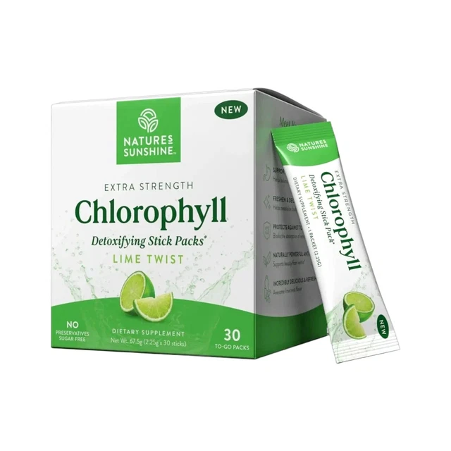 CHLOROPHYLL STICK PACKS For Gut Health Natural Mild 30 Counts Nutrition ...