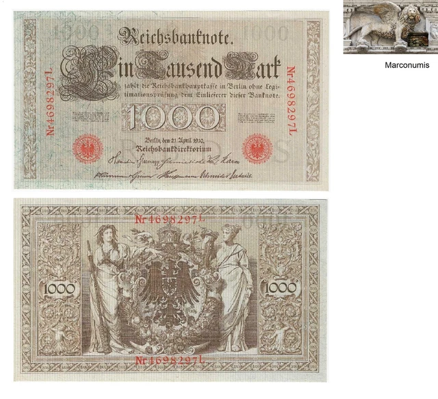 1.000 MARKS GERMAN banknote issued in 21.04.1910 L aunc £1.95 - PicClick UK