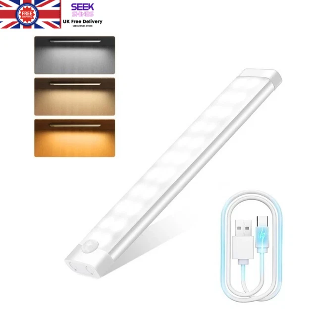 RECHARGEABLE USB LED Motion Sensor Light Under Cabinet Closet Magnetic ...