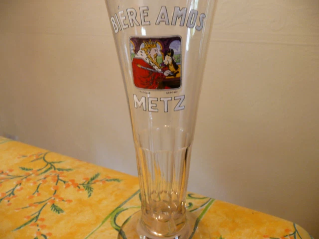 ANCIENNE GRANDE FLUTE Verre A Biere Emaillee En Cristal Brasserie Amos Metz EUR 61,00 - PicClick FR