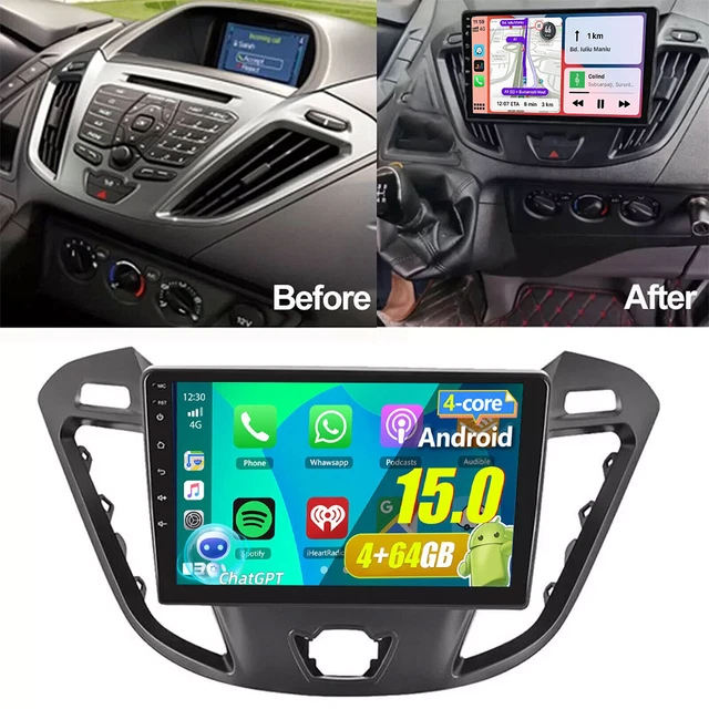 4+64GB FOR FORD Transit Custom Carplay Android 15 Car GPS Stereo Radio ...