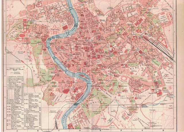 HISTORISCHER STADTPLAN VON Rom, Lithographie. "Original um 1900" (A57 ...