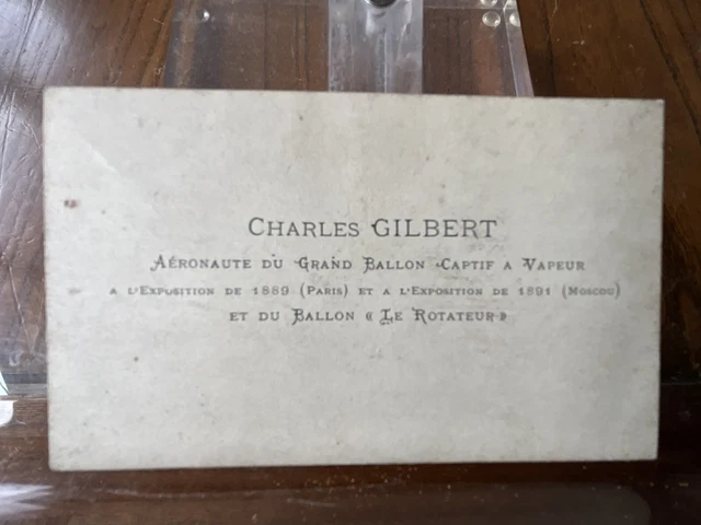 ANCIENNE CDV CHARLES Gilbert Aéronaute Du Grand Ballon Captif À Vapeur ...