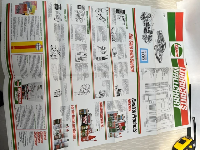 CASTROL LUBRICANTS WALL chart Fiat £5.43 - PicClick UK