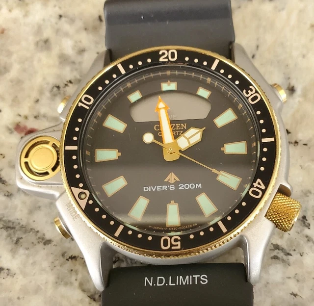 CITIZEN AQUALAND PROMASTER Watch Diver GN-4-S C022 Japan Vintage 80's £ ...