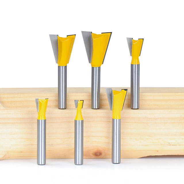 6 BIT DOVETAIL Router Bit Set 1/4'' Shank Carbide Tipped Woodworking ...