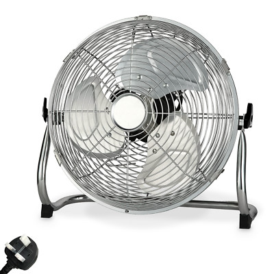 CHROME FLOOR FAN High Speed 3 Setting Adjustable Metal Air Circulator ...