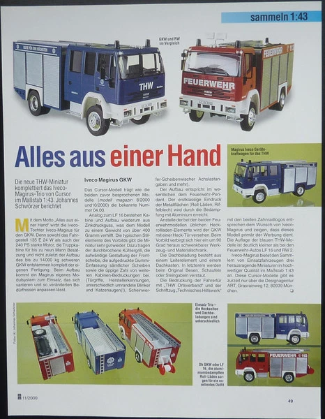 CURSOR IVECO MAGIRUS THW GKW Gerätekraftwagen 1-43....ein Modellbericht ...
