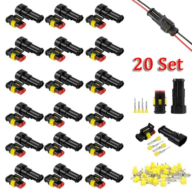 20 X CONNECTEUR électrique 2 Broches Superseal Etanche Voiture Moto Auto Marine EUR 11,59 ...