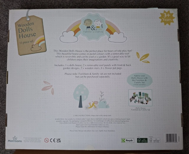 OLLIE & GRACE Wooden Dolls House £37.10 - PicClick UK