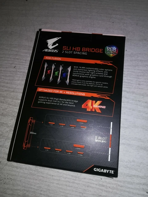 GIGABYTE AORUS RGB Sli Hb Bridge 2 Slot Spacing - 4K Gaming EUR 39,90 ...