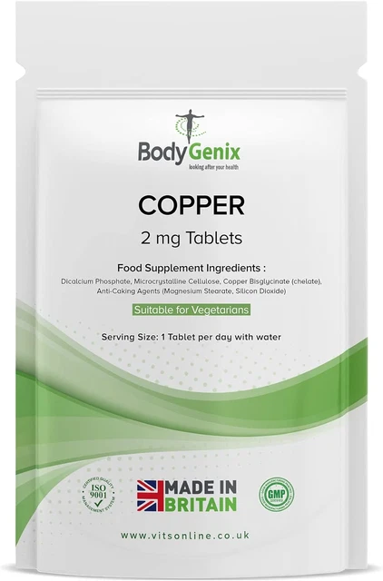 BODYGENIX COPPER 2MG Tablets - High Strength Healthy Immune System ...