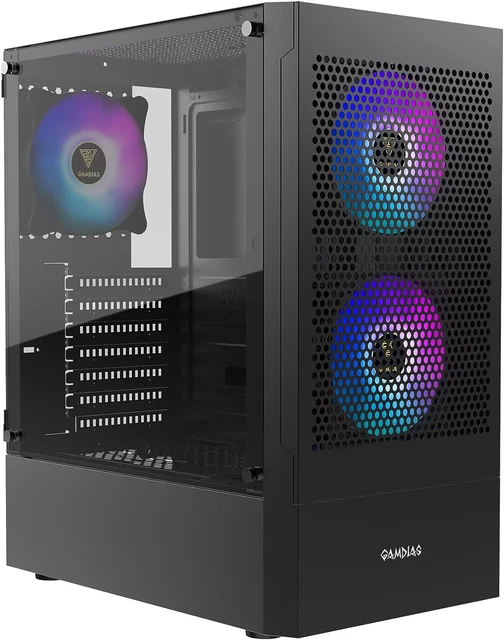 RGB GAMING ATX Mid Tower Computer PC Case with Side Tempered Glass ...