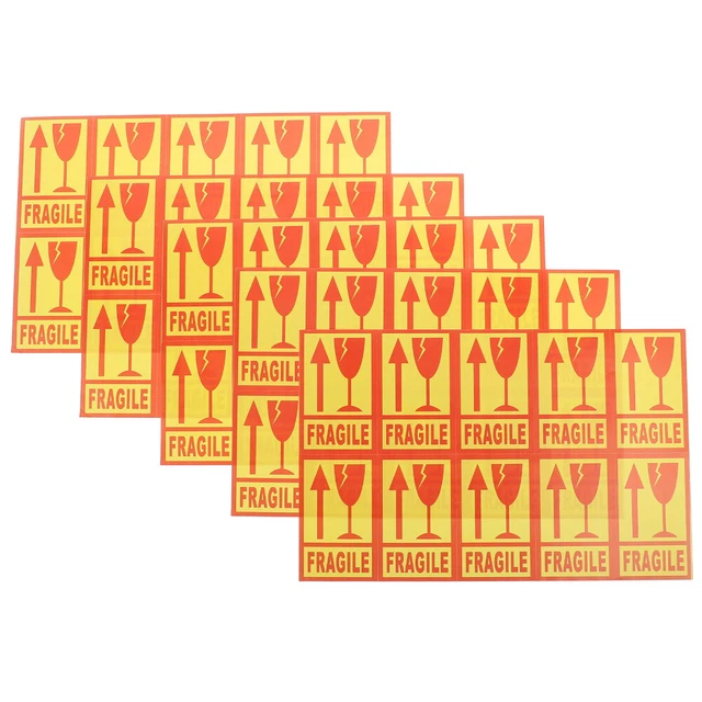 ADHESIVE FRAGILE WARNING Sign fragile this side up Fragile Glass Label ...
