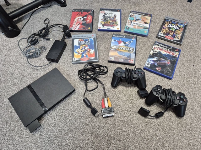 PLAYSTATION 2 SLIM Console Bundle with Power Cable, Games, and ...