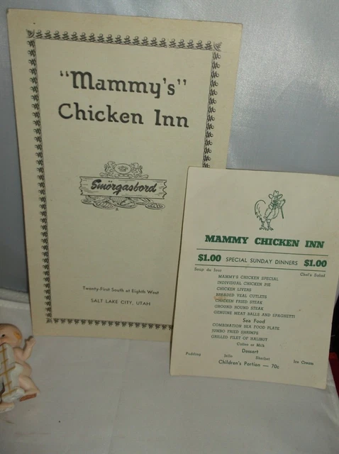 MAMMY'S CHICKEN INN Smorgasbord Restaurant Menu Salt Lake City Utah $25 ...