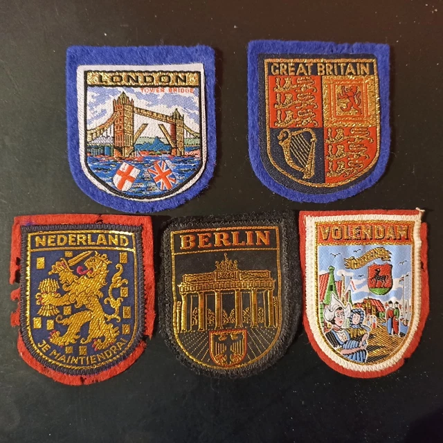 5 ANCIENS ECUSSONS brodés de pays / villes - ANNEES '60 EUR 10,00 - PicClick FR