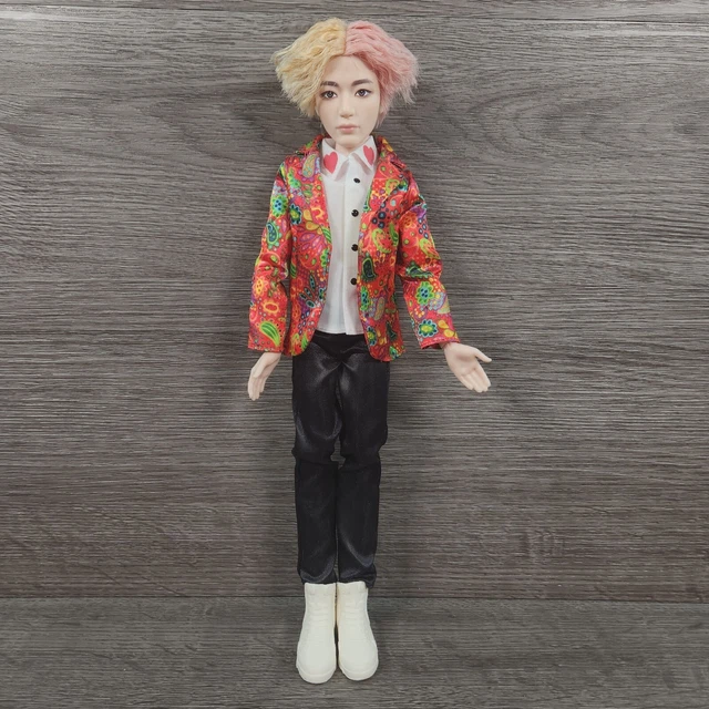 BTS DOLL MATTEL V" (Kim Taeyung) K-Pop Idol Boy Figure Pink Blonde Hair ...