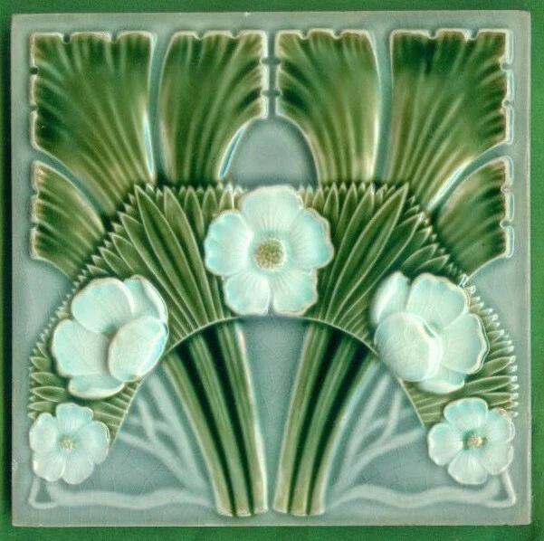 JUGENDSTIL FLIESE KACHEL, Art Nouveau Tile, Tegel, NSTG, Blütenbogen ...
