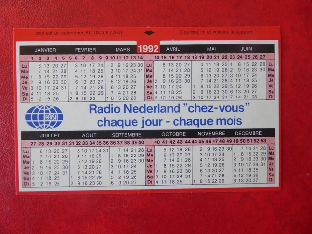 PAYS-BAS - AUTOCOLLANT Radio Nederland avec calendrier 1992 - ondes ...