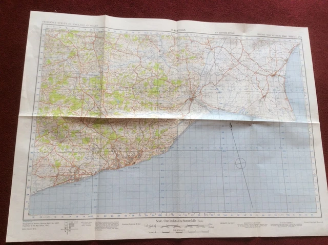 WW2 WAR OFFICE Wartime 1942 Military Map Hastings, Kent - Home Guard ...