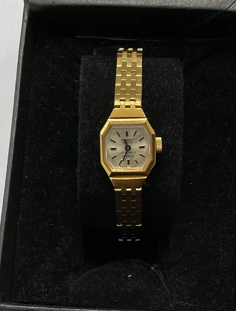 VINTAGE LADIES SUMMIT Geneve Gold Plated 17 Jewels Incabloc Wristwatch ...