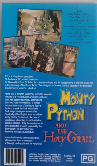 MONTY PYTHON AND the Holy Grail VHS PAL video like new John Cleese Eric ...
