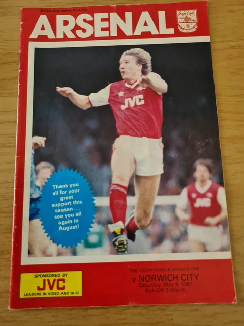 ARSENAL VS NORWICH City Division 1 Official Matchday Programme 1986/ ...