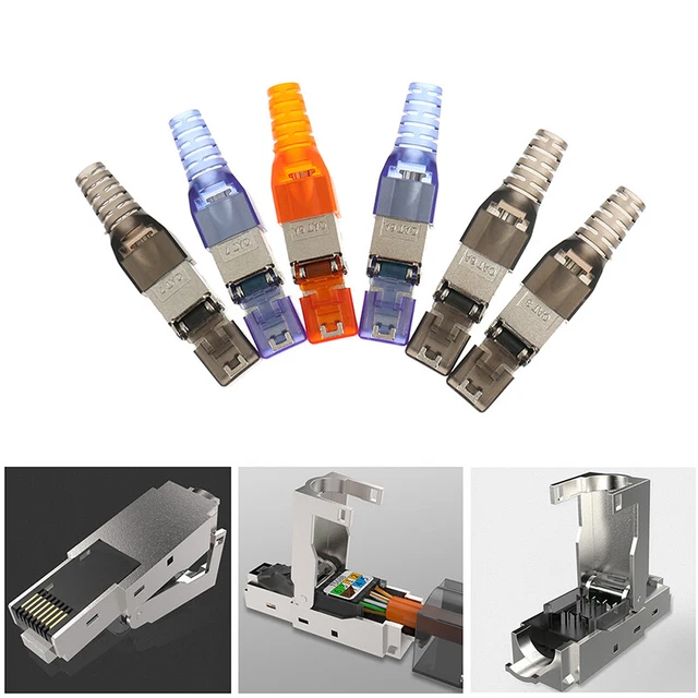 CAT6A/7/8 SHIELDED CRYSTAL Head Ftp Rj45 Connector Metal Module Tool ...