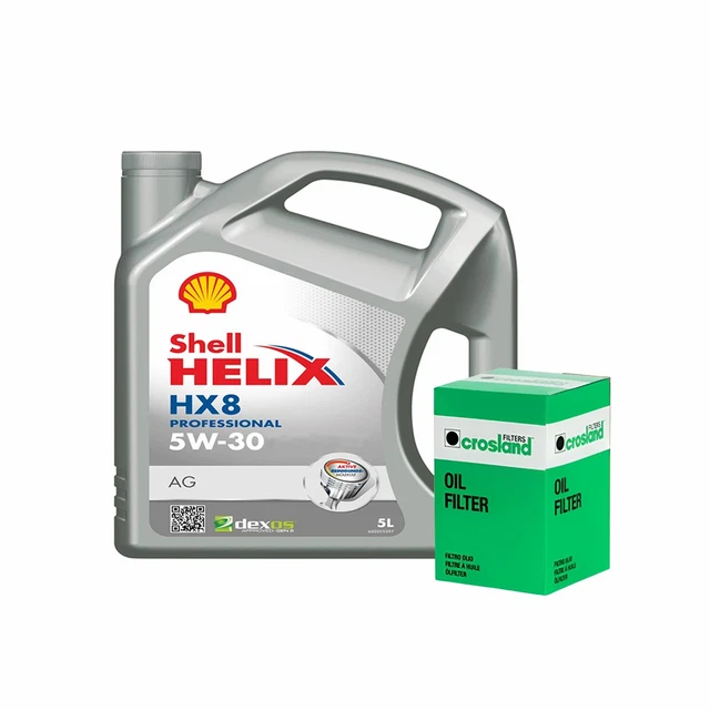 SHELL HELIX HX8 Professional AG 5W30 Engine Oil 5L Crosland Oil Filter ...