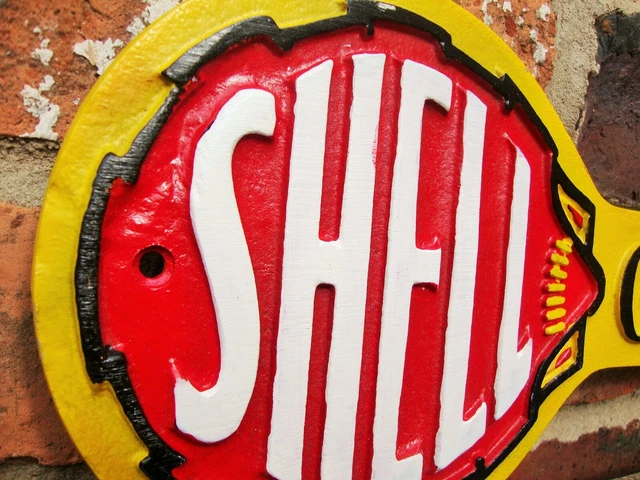 SHELL SIGN SHELL garage arrow sign cast sign aluminium shell ...