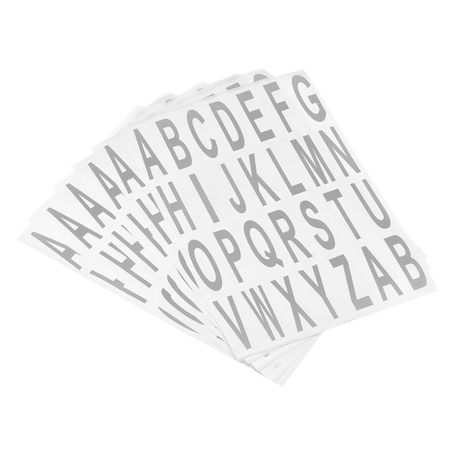 LETRAS PEGATINAS GRIS Alfabeto Adhesivo Letra Etiqueta PVC Vinilo ...