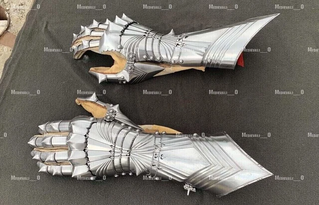 18G MEDIEVAL GAUNTLET Pair Accents Knight Crusader Armor Gothic ...