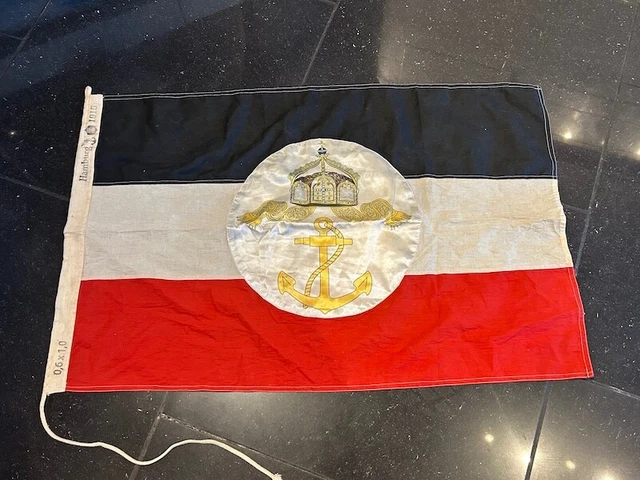 ORIGINAL WW1 IMPERIAL German Navy Naval Silk / Cotton Flag Hamburg 1916 ...