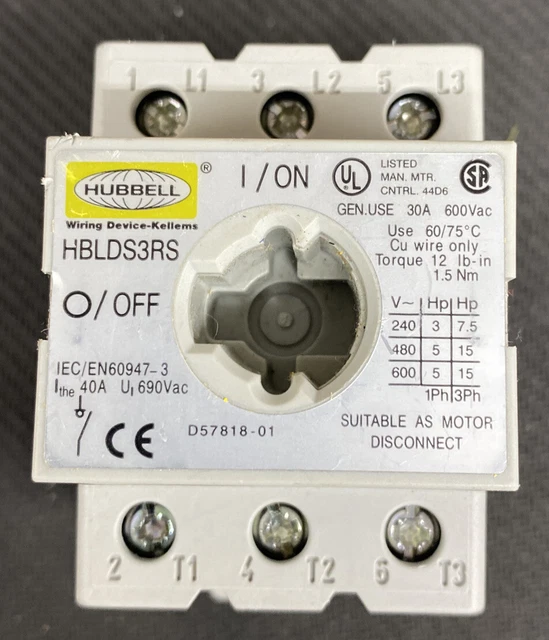 COMMUTATEUR DE RÉPLICATION Hblds3Rs Hubbell-Lock Neuf EUR 77,69 ...