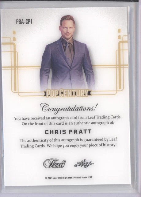 CHRIS PRATT 2024 Foglia Pop Century Perla #Pba-Cp1 Auto 3/8 Blu EUR 33 ...