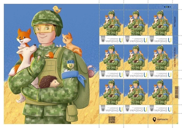 RARE STAMPS WAR in Ukraine 2022 - 2025 - 💛💙 Military and cute animals🐈🦔 ...