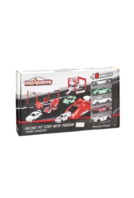 MAJORETTE PORSCHE EDITION Racing Pit Stop Podium Turbo Launcher With 5 ...