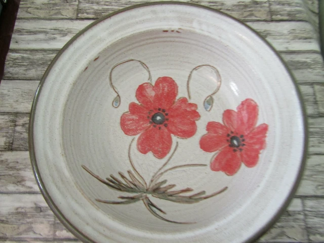 MIKE FOSTER GYPSY Pottery Cornwall Cornish Stunning Large Bowl Poppies ...