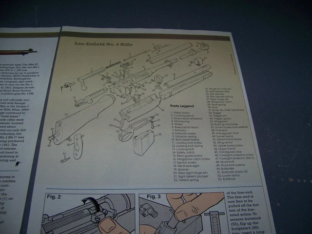 HISTORY: LEE ENFIELD No.4 Rifle..details/Exploded View (763X) £16.37 ...
